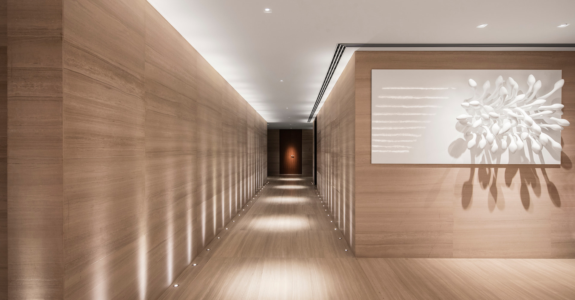 Dramatic Long Corridor Entrance Lighting - John Cullen Lighting