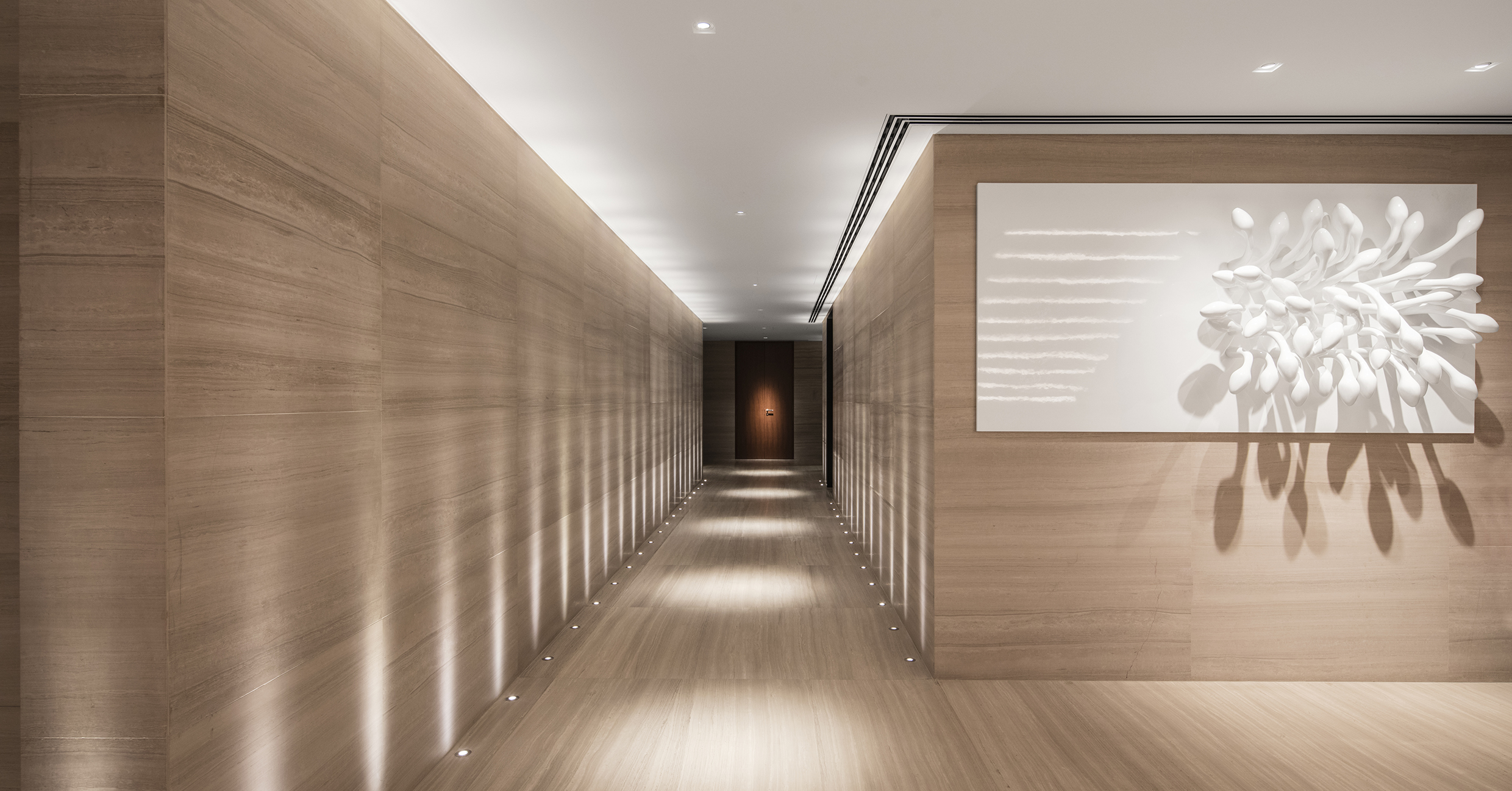 Dramatic Long Corridor Entrance Lighting - John Cullen Lighting